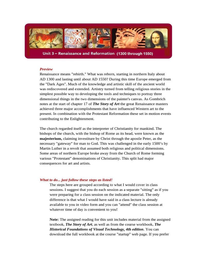 Unit 3 - Renaissance and Reformation (1300 Through 1550) | PDF ...