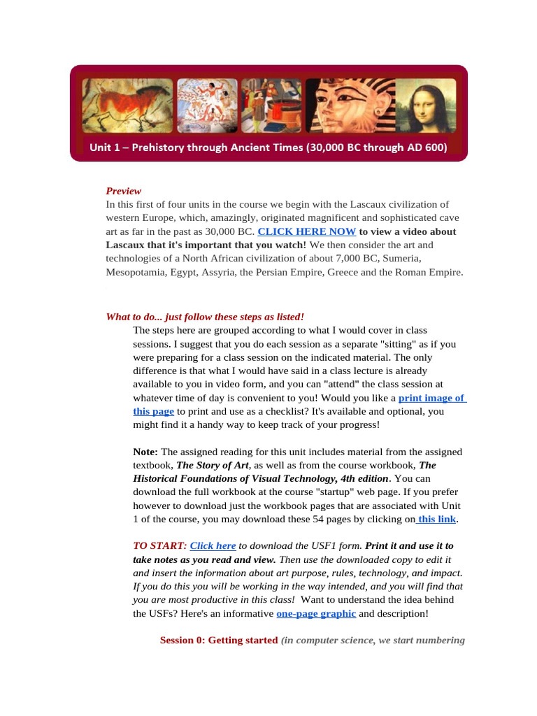 Unit 1 - Prehistory Through Acient Times (30,000 BC Through AD 600) | PDF