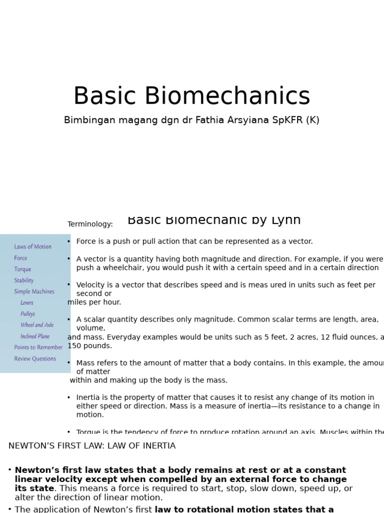 Basic Biomechanics | PDF | Lever | Force