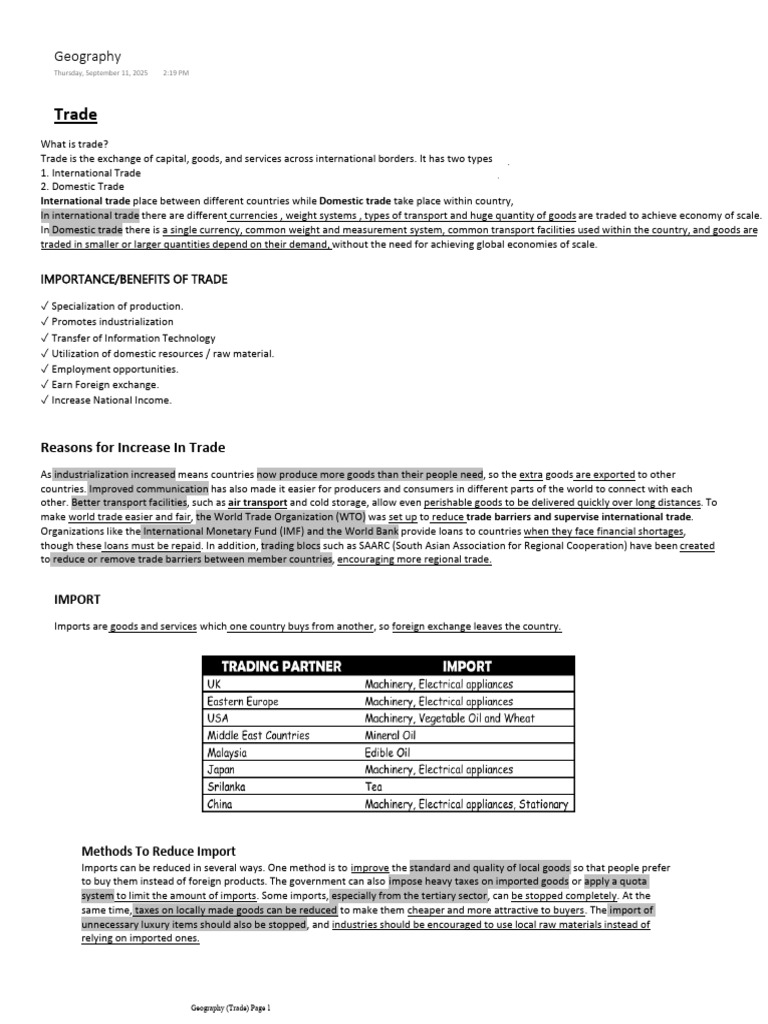 Geography of International Trade | PDF | Exports | Balance Of Payments