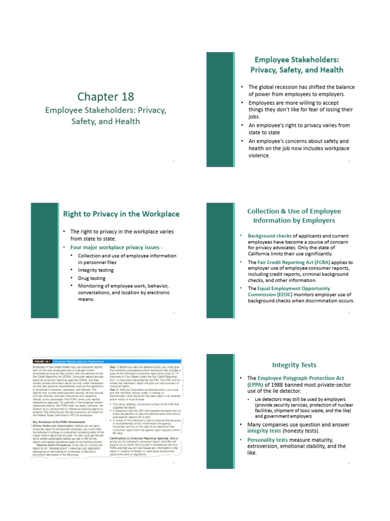 Chapter 18 - Employee Privacy Safety Health - Handouts | PDF ...
