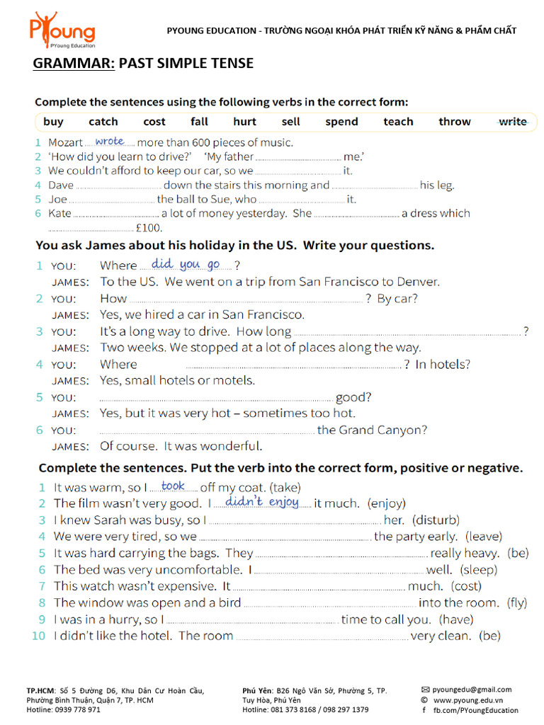 Past Tense Exercises | PDF
