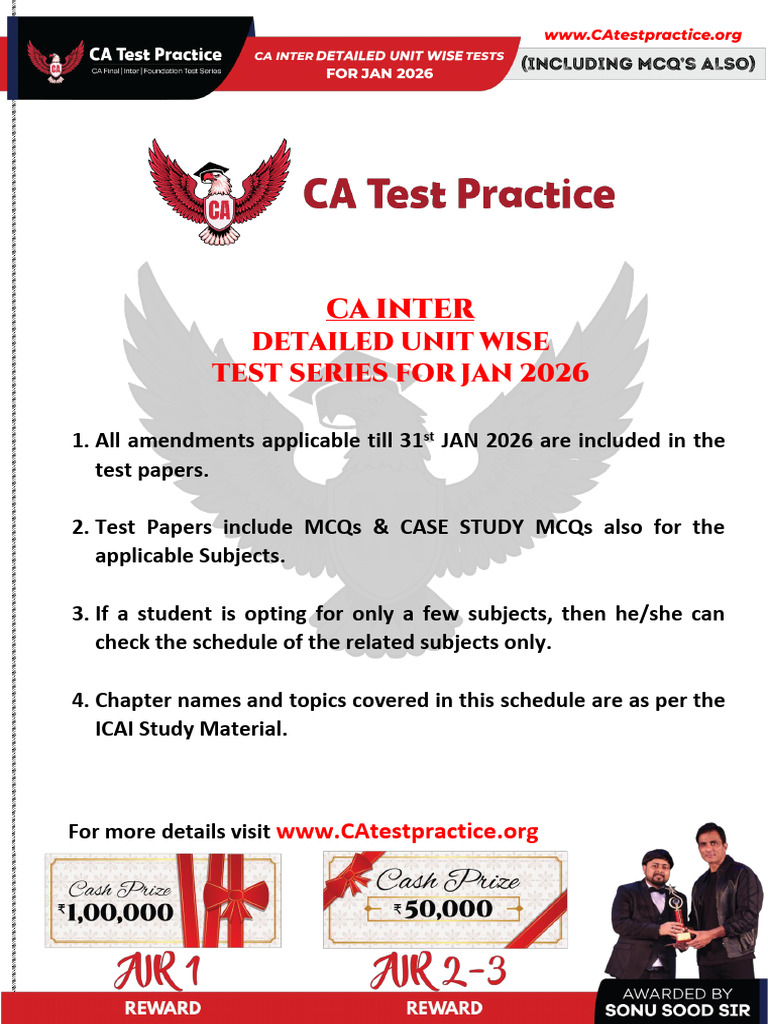 CA Inter Test Series for January 2026 | PDF | Taxes | Audit