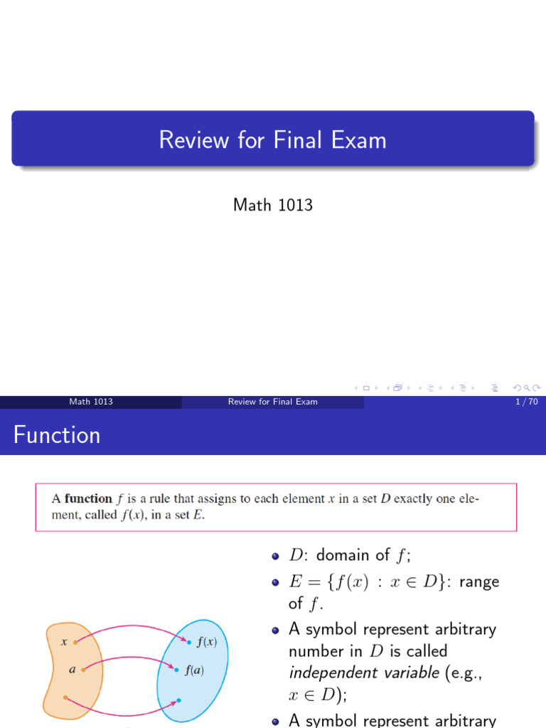 Math 1013 Final Exam Review Guide | PDF | Function (Mathematics ...