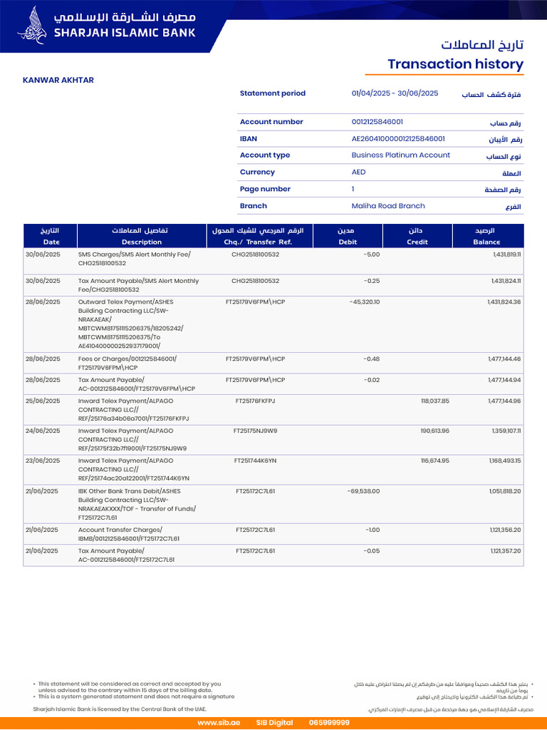 Business Account Transaction History | PDF | Payments | Banks