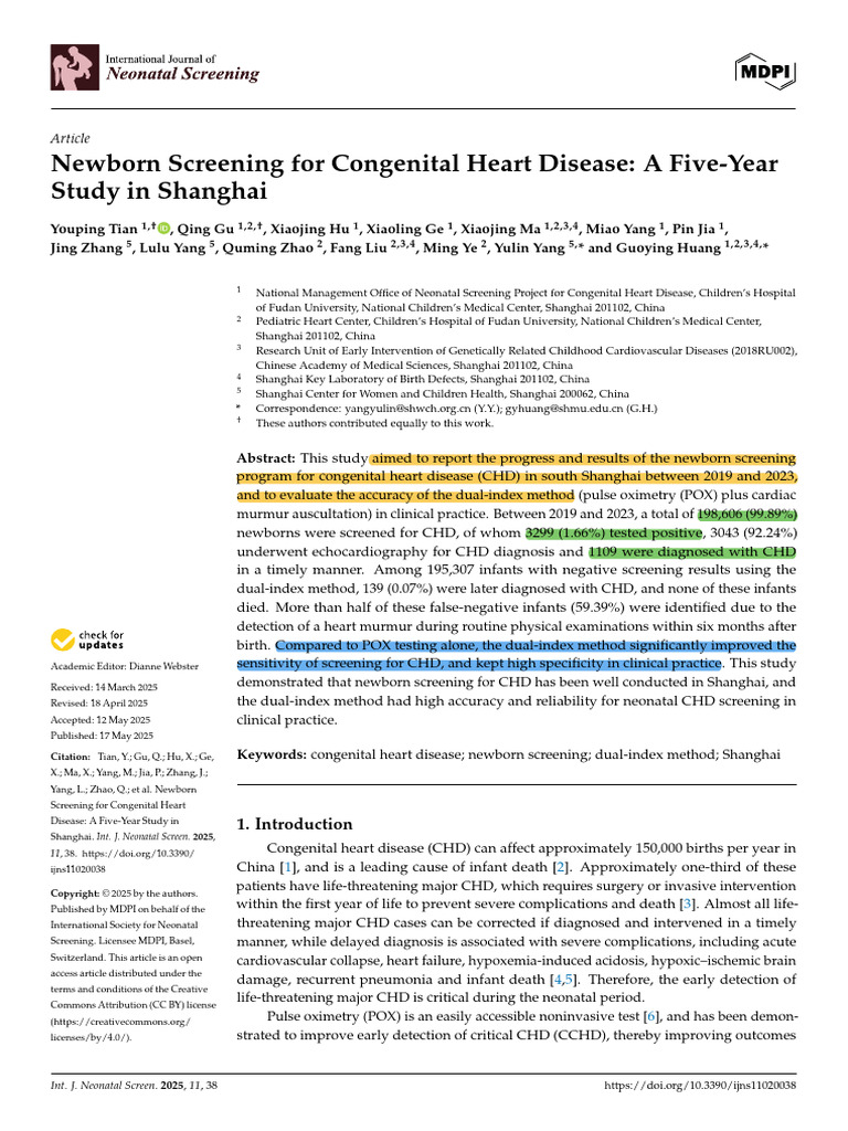 05 Newborn Screening For Congenital Heart Disease A Five-Year Study in ...