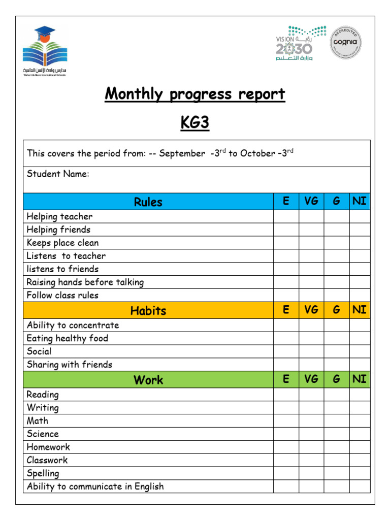 KG3 Monthly Progress Report | PDF