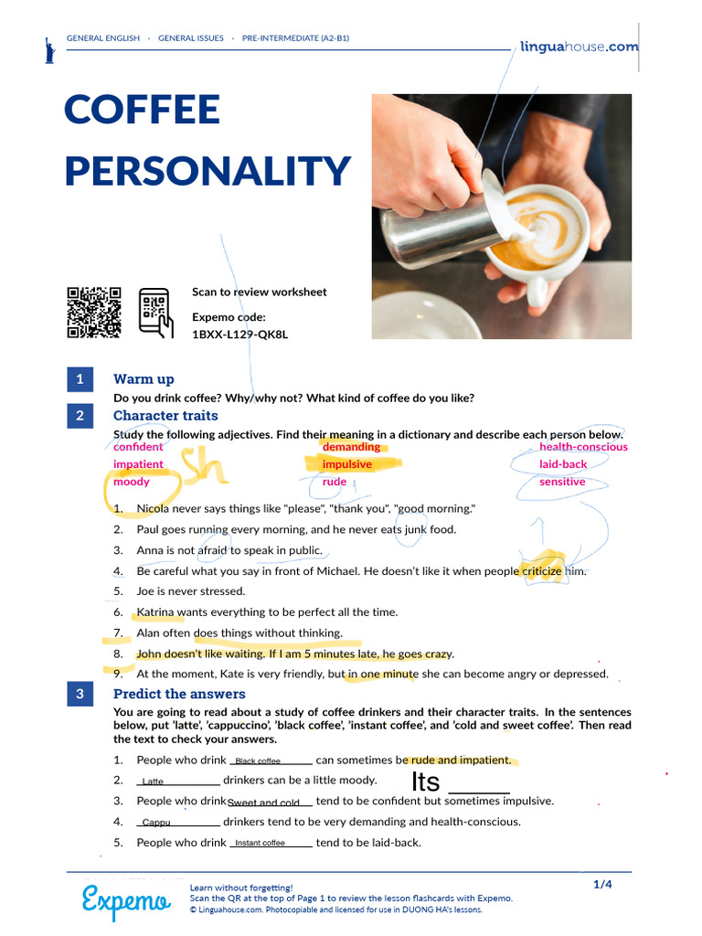 Coffee Personality Traits Explained | PDF | Adjective | Linguistics