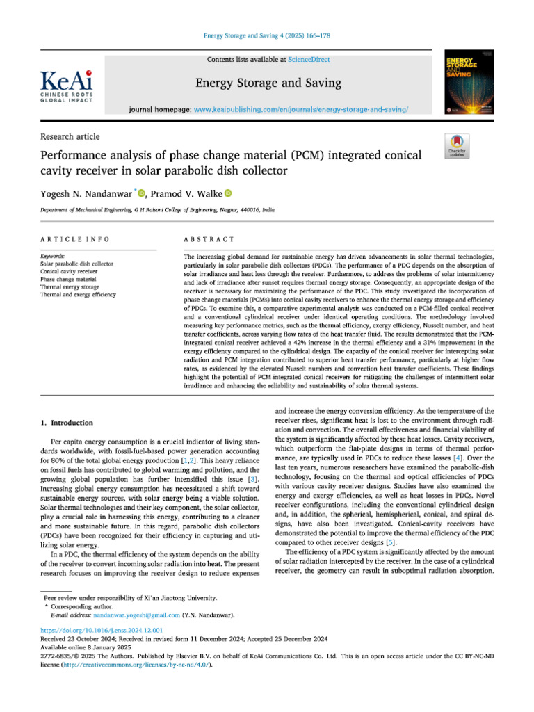 Performance Analysis of Phase Change Material (PCM) Integrated Conical ...
