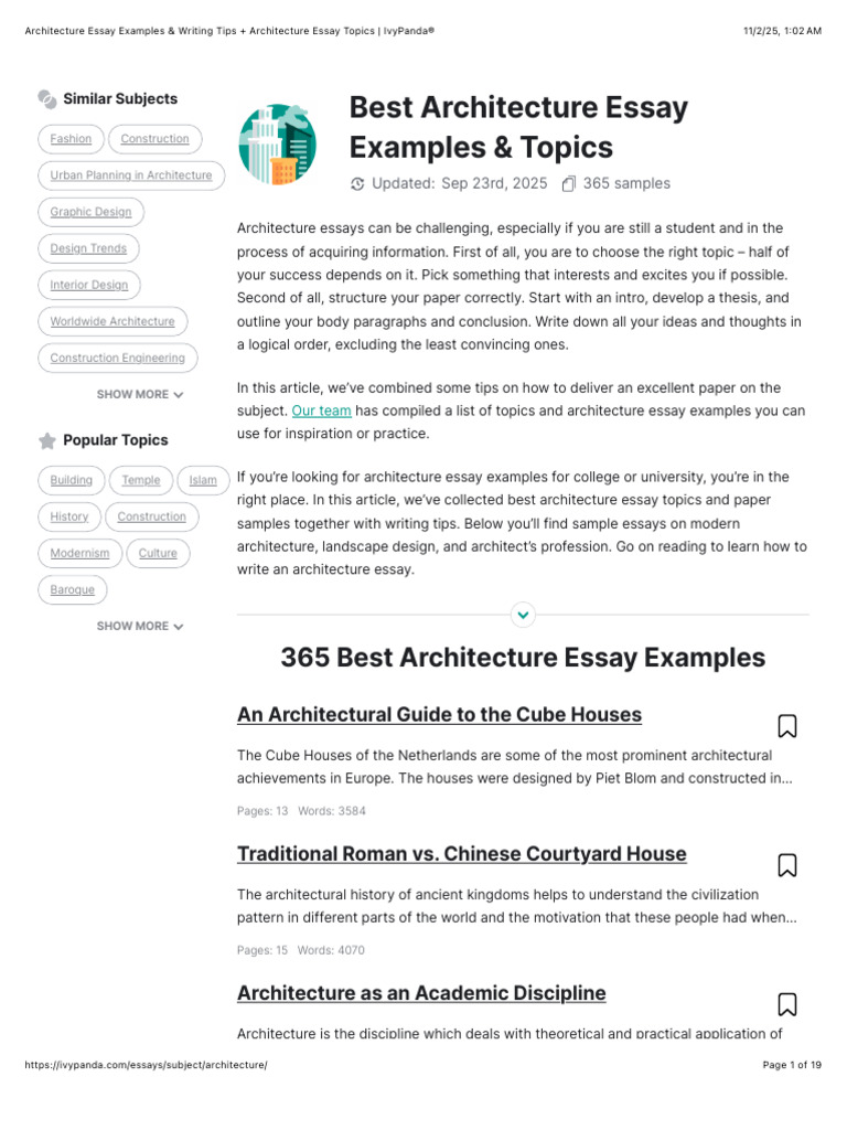 Architecture Essay Examples & Writing Tips + Architecture Essay Topics - IvyPanda® | PDF ...