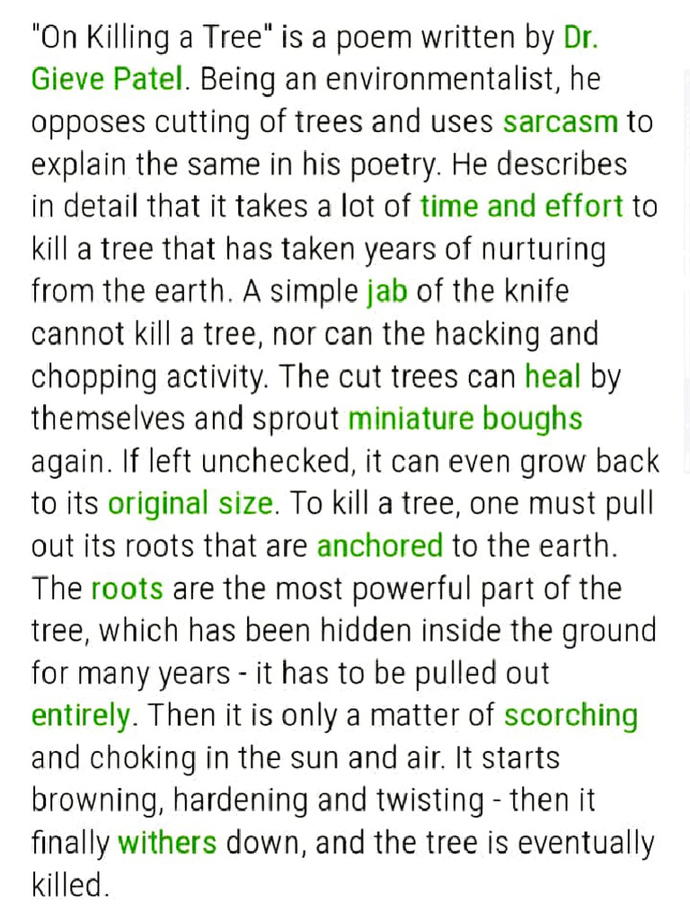 "On Killing a Tree: A Poetic Critique" | PDF