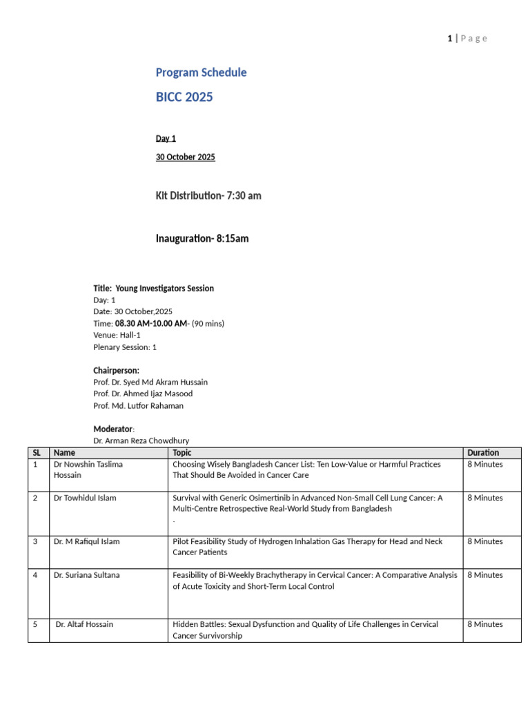 BICC 2025 Program Schedule Overview | PDF | Radiation Therapy | Cancer