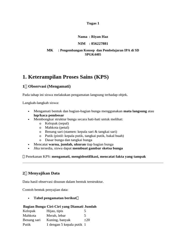 Keterampilan Proses Sains dalam IPA SD | PDF
