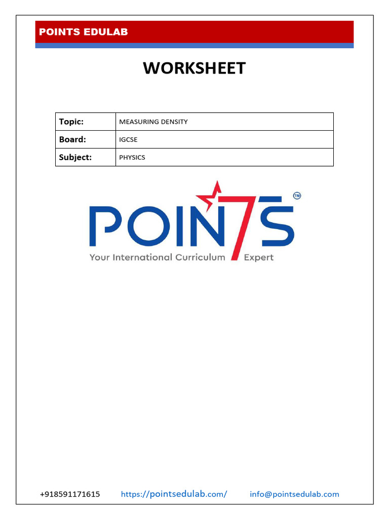 1.4.1 Measuring Density Set Qp | PDF | Density | Volume