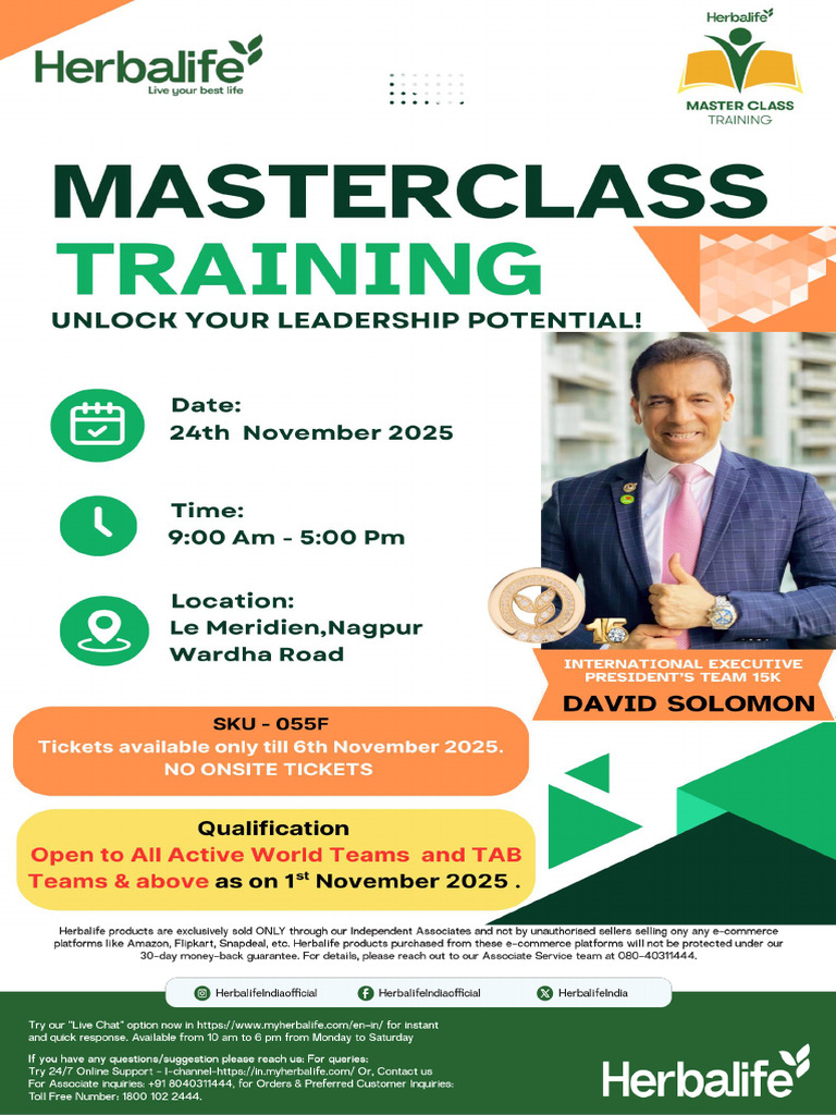 24th November 2025 Masterclass Training David Solomon SKU Flyer | PDF