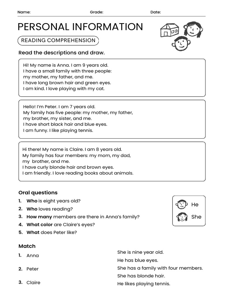 Personal Information Reading and Writing Activity Worksheet in ...