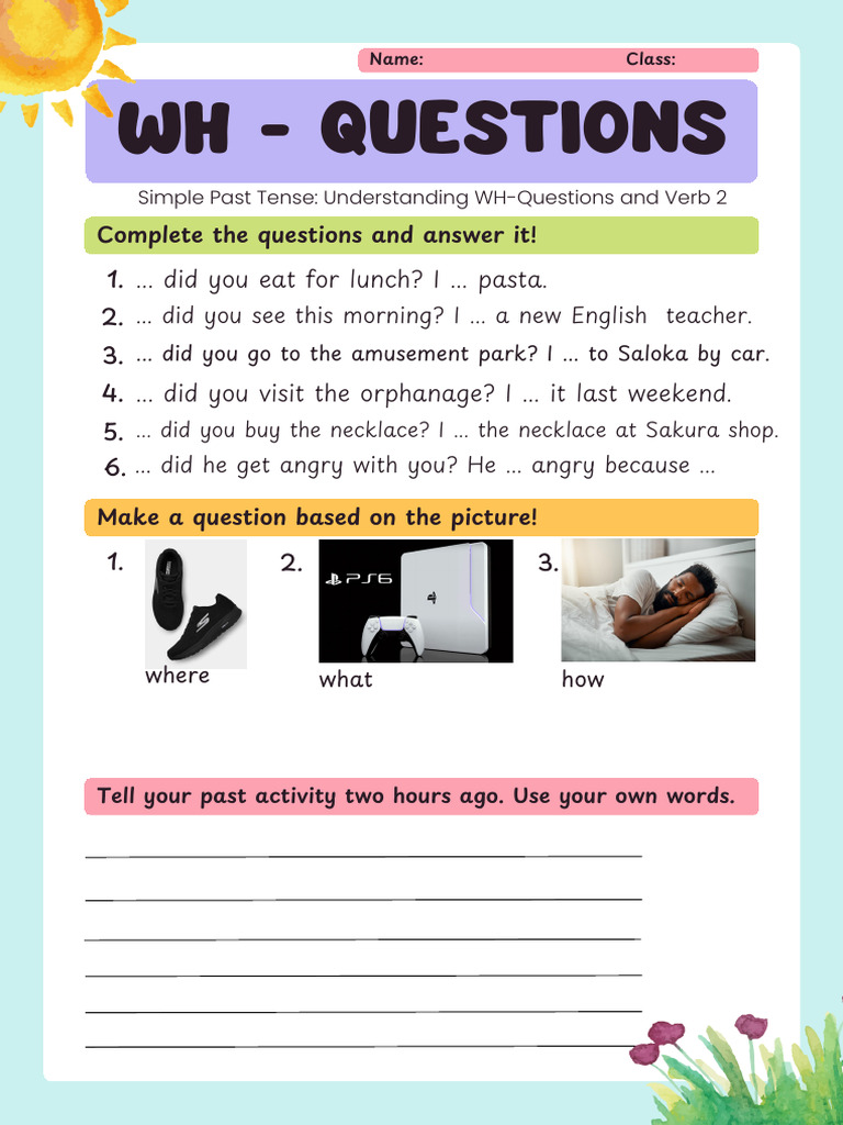 WH-Questions in Simple Past Tense | PDF