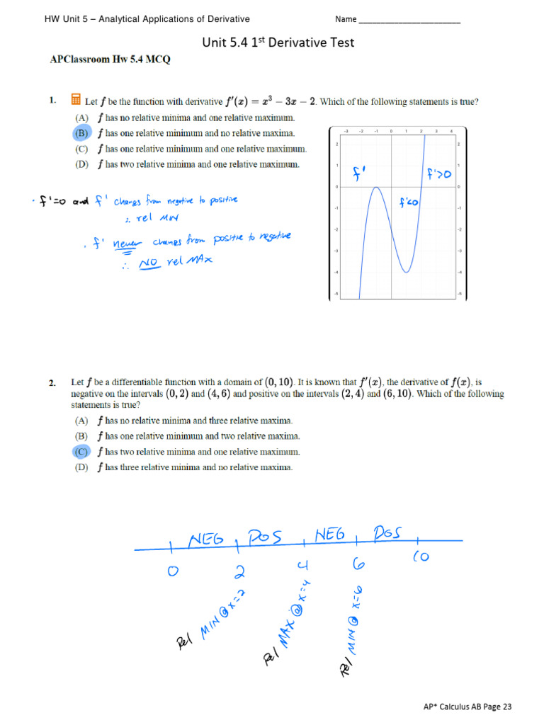 Apclass Unit 5.4 Hw v2 | PDF | Mathematical Physics | Calculus