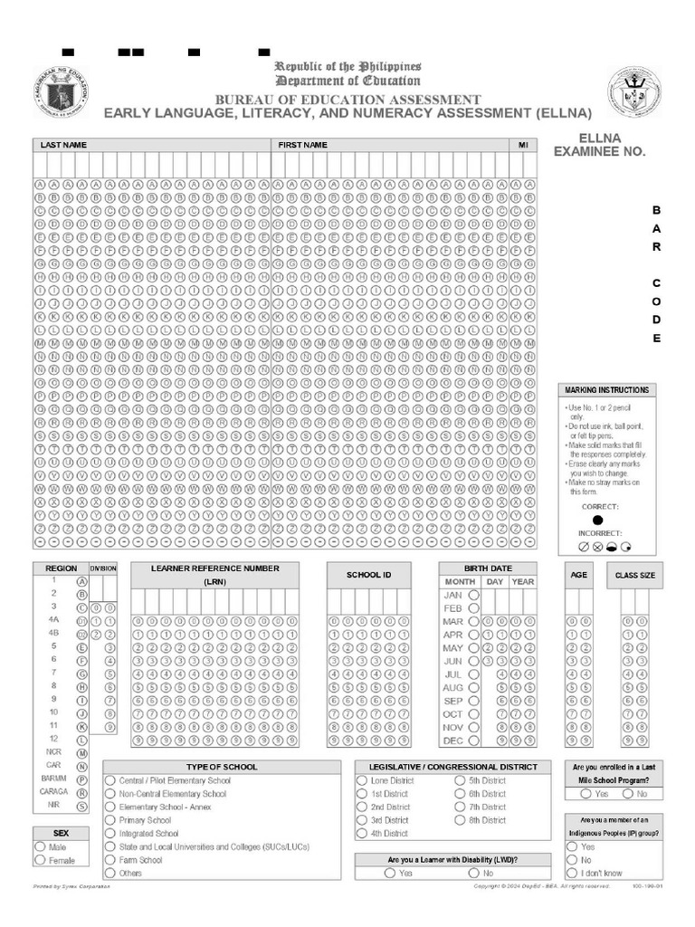 ELLNA G4 Answer Sheet | PDF