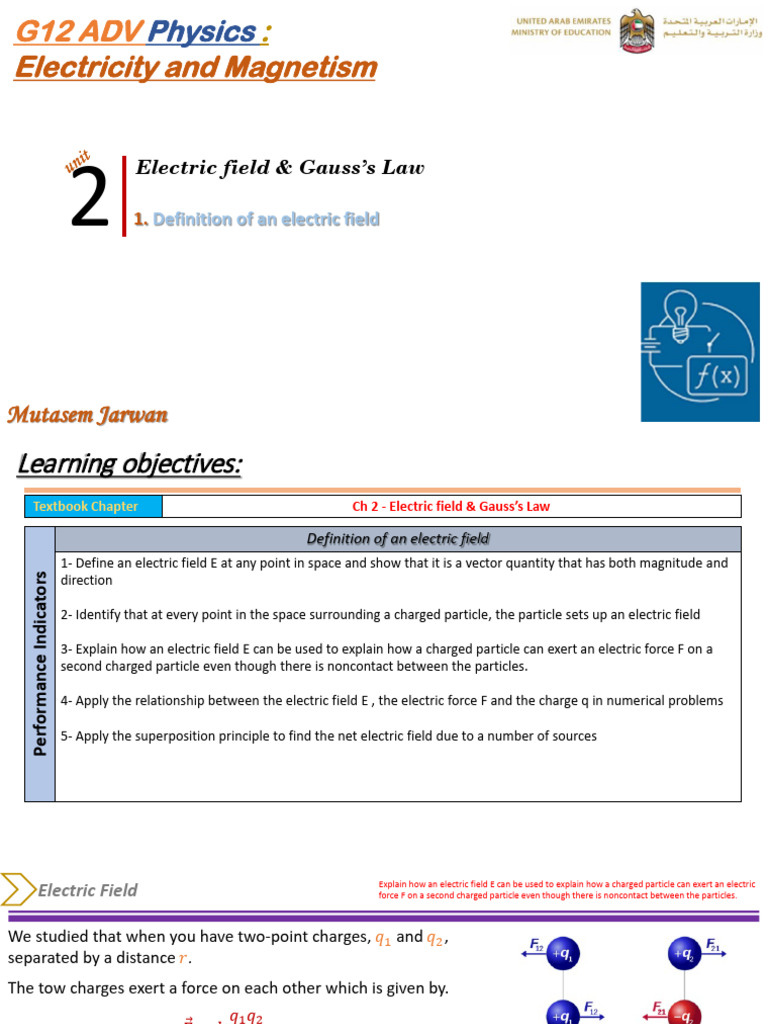 Chapter 2 Electric Field & Gauss's Law | PDF | Electric Field | Force