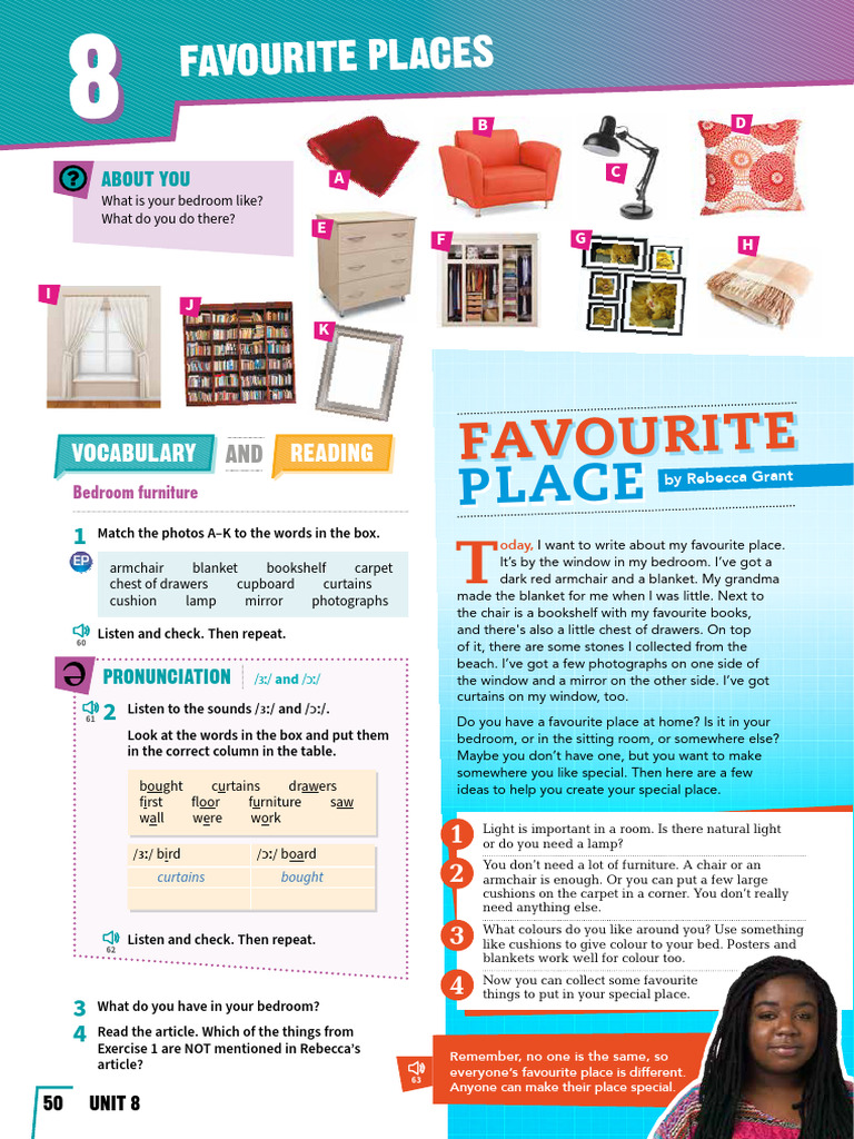 EFL Grade 7 SB - p50 | PDF | Interior Design | Furniture