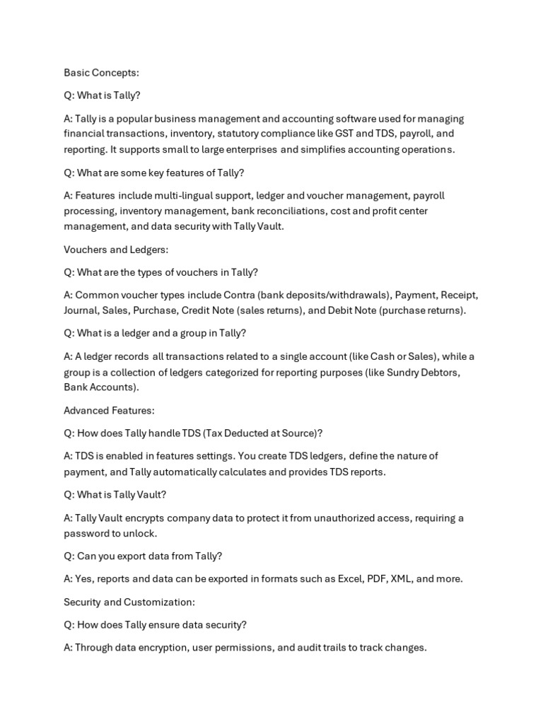 Tally Interview Questions | PDF | Debits And Credits | Business