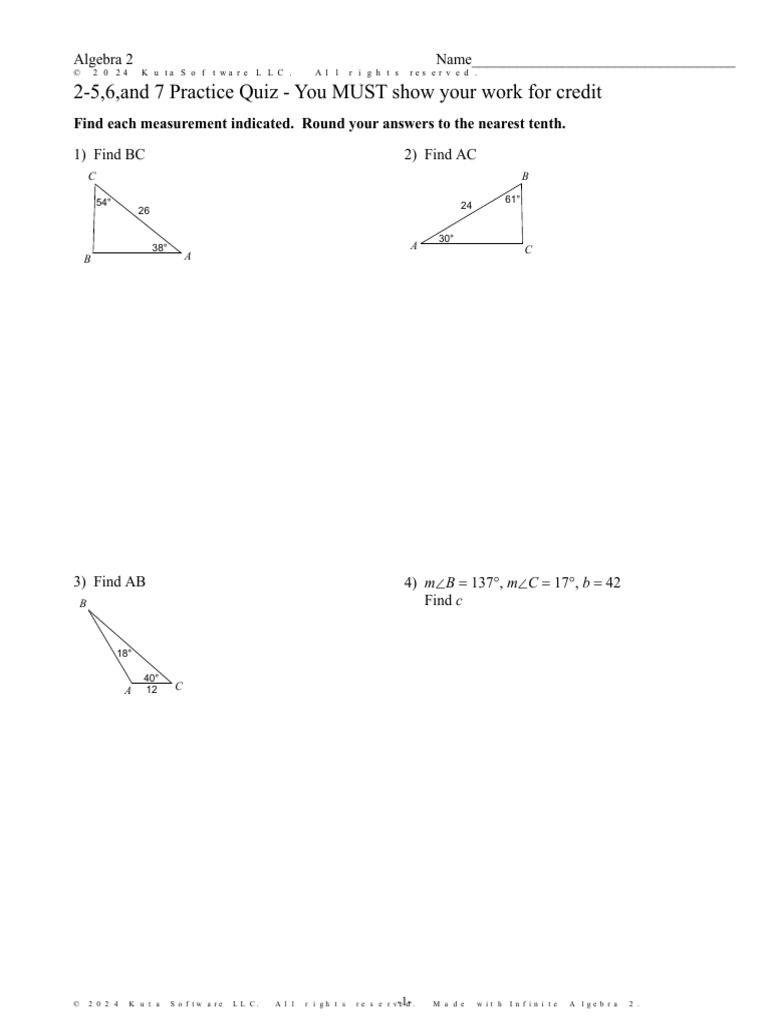 2-5,6, and 7 Practice Quiz - You MUST Show Your Work For Credit | PDF