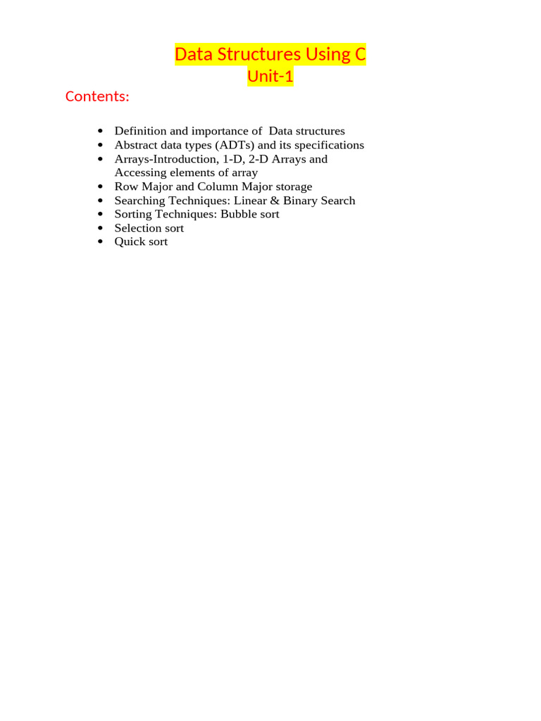 Unit-1 - Data Structures - Modified | PDF | Queue (Abstract Data Type ...