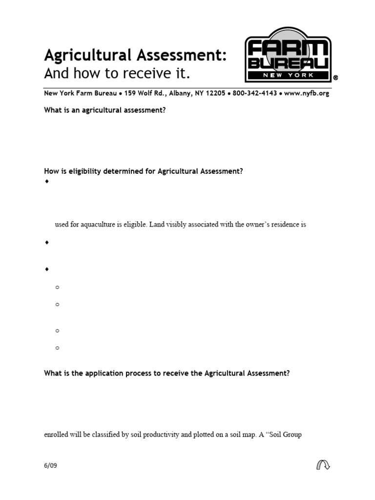 New York Agricultural Assessment Guide | PDF | Farms | Agriculture