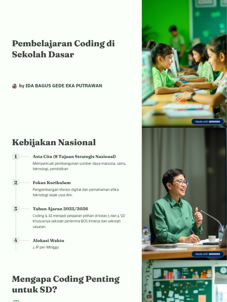 Pembelajaran Coding Di Sekolah Dasar (1) | PDF