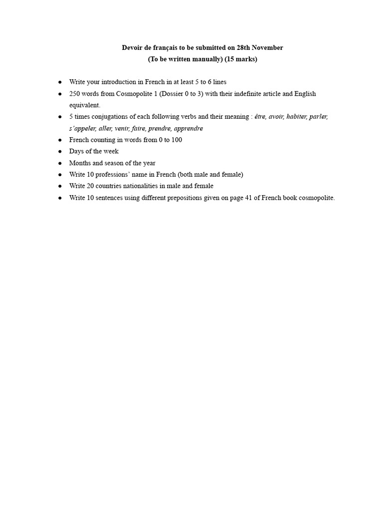 French Assignment Guidelines | PDF