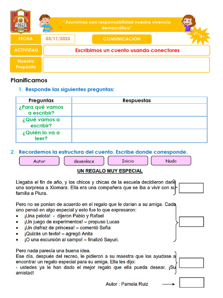 Escribiendo un Cuento con Conectores | PDF