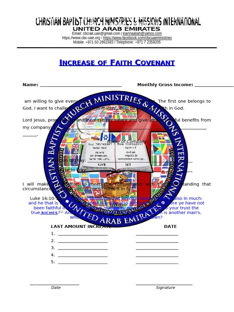 Faith Commitment Increase Form | PDF