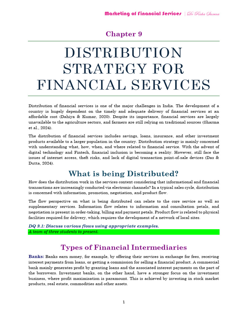 Distribution Strategy For Financial Services | PDF | Loans | Banks