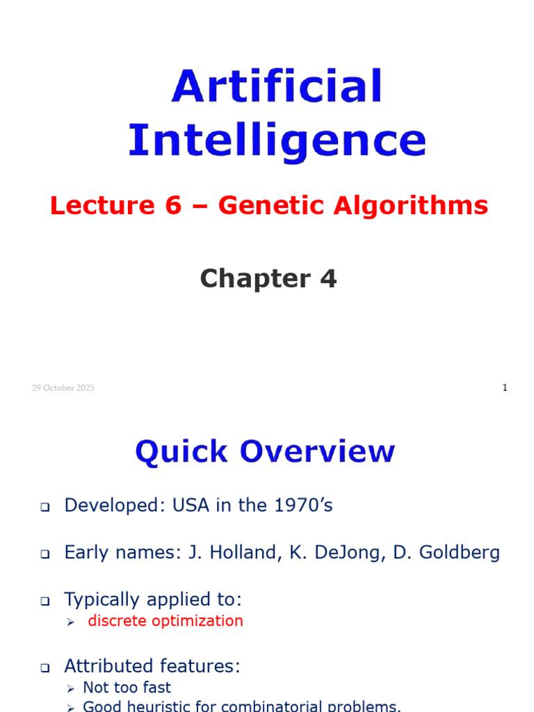AI Lecture 6 Genetic Algorithm | PDF | Genetic Algorithm | Genetics