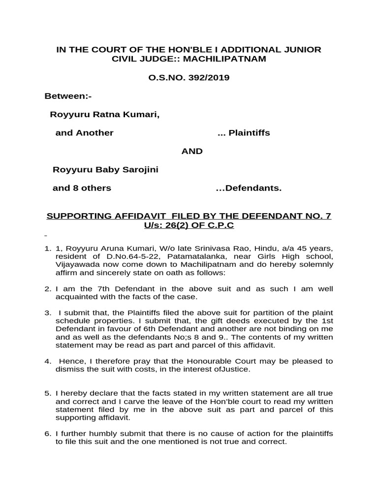 Vijay Vadina Supporting W.S | PDF | Lawsuit | Affidavit