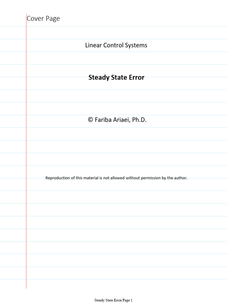 Lecture 6 - Steady State Error | PDF | Feedback | Parameter (Computer ...
