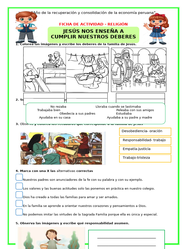 Ficha-Mart-Reli-Jesús Nos Enseña A Cumplir Nuestros Deberes | PDF | Espiritualidad