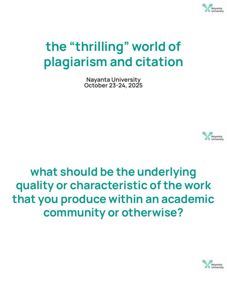 NU - Plagiarism and Citation | PDF | Citation | Plagiarism