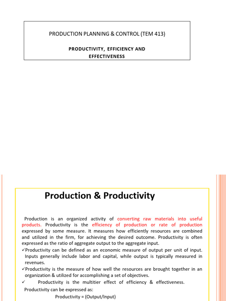 Understanding Production and Productivity | PDF | Efficiency | Factors ...