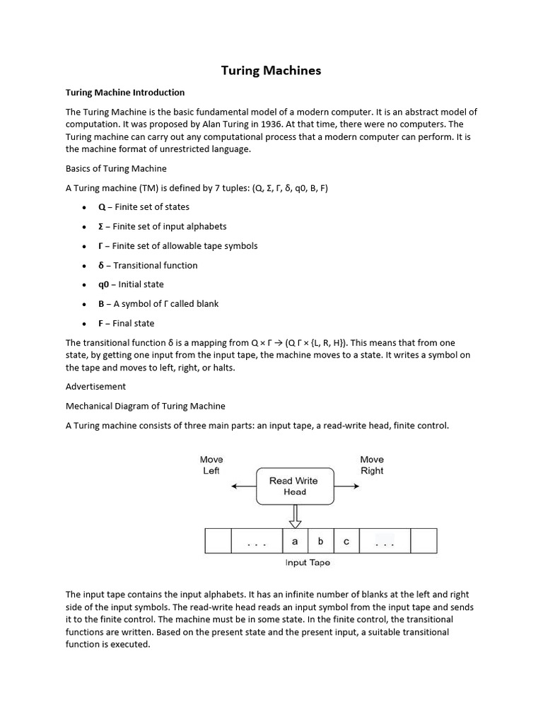 Module 6 Turing Machines | PDF | Automata Theory | Theoretical Computer ...