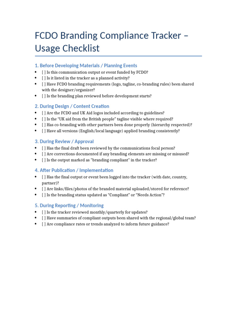 FCDO Branding Compliance Checklist | PDF
