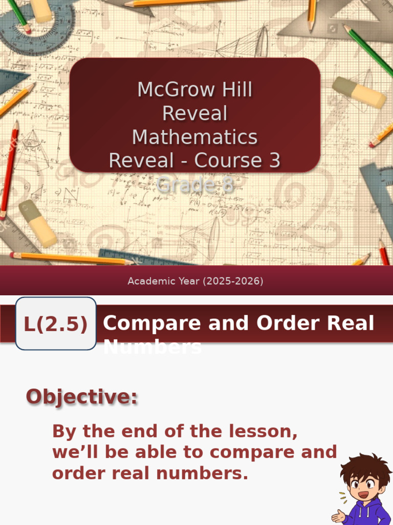 L (2.5) - Compare and Order Real Numbers | PDF | Real Number | Square Root