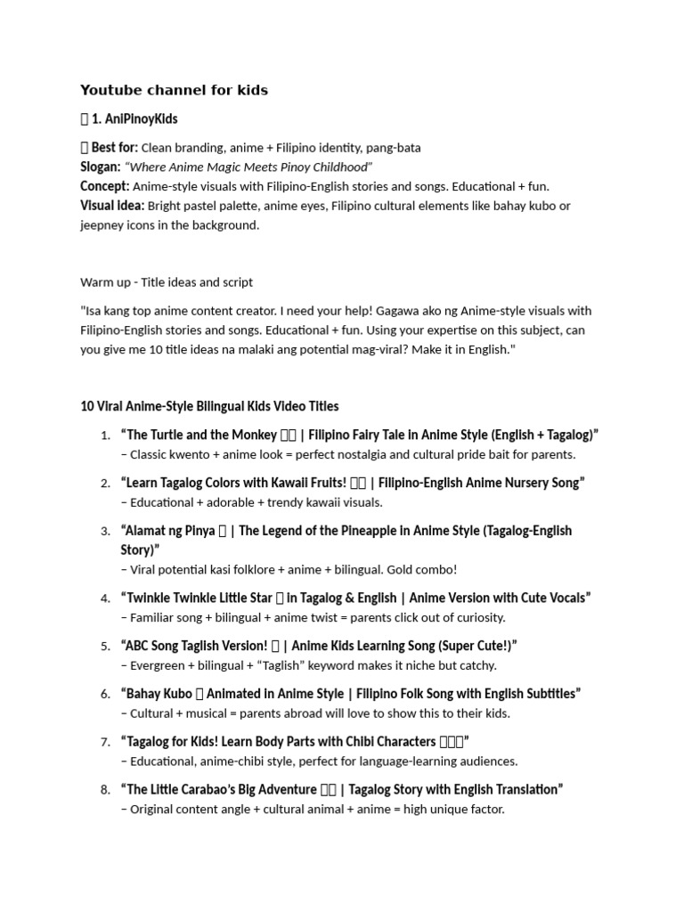 Anime Kids' Stories in Filipino-English | PDF | Anime