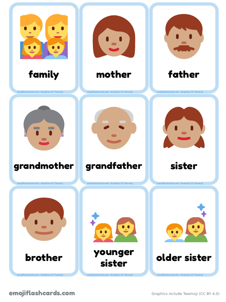 Us English Family Small A4 Flashcards | PDF