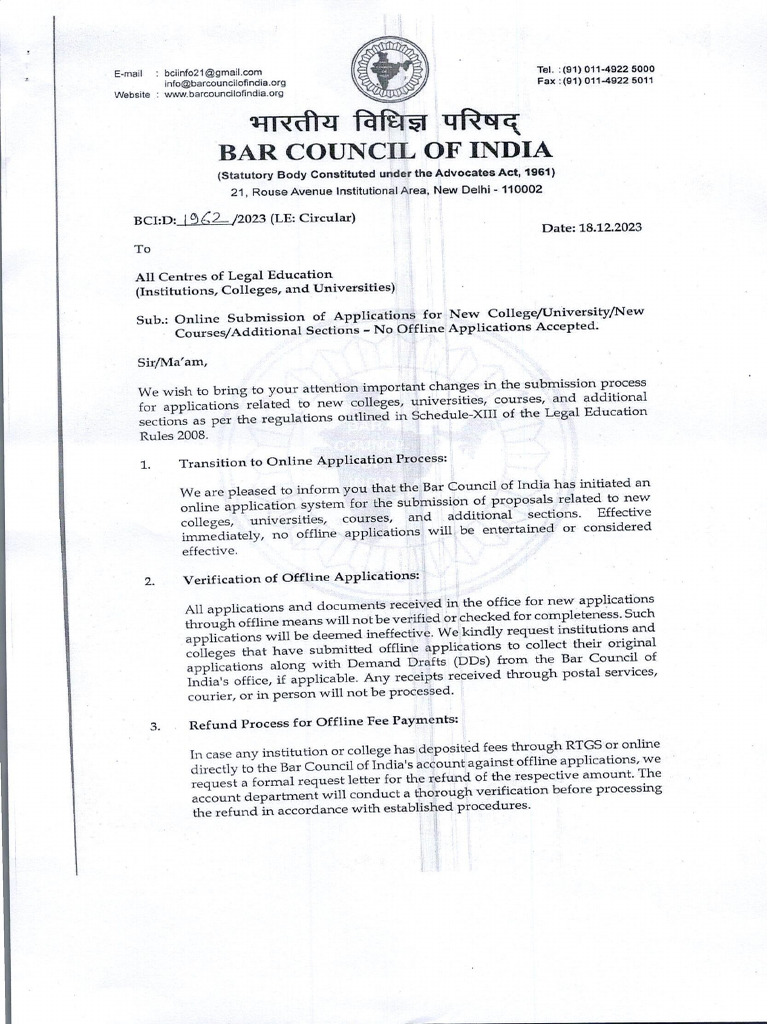 BCID-1962-2023 LE-Circular Regarding Online Submission of Applications ...