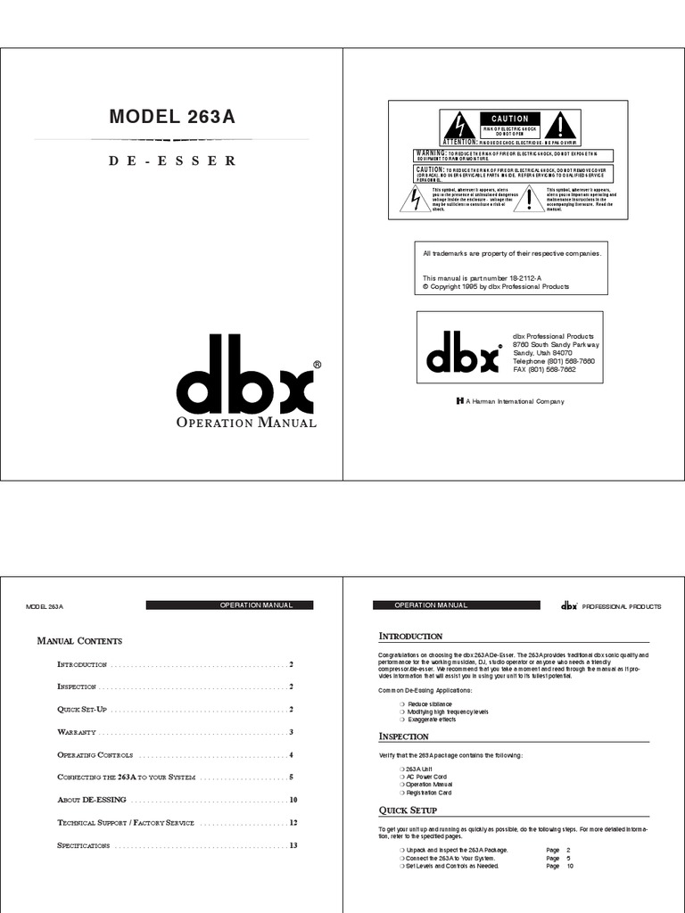 263A Owners Manual | PDF | Equalization (Audio) | Microphone