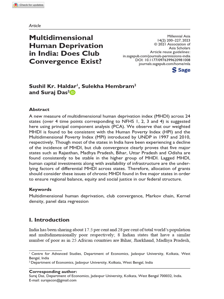Multidimensional Human Deprivation in India | PDF | Markov Chain ...