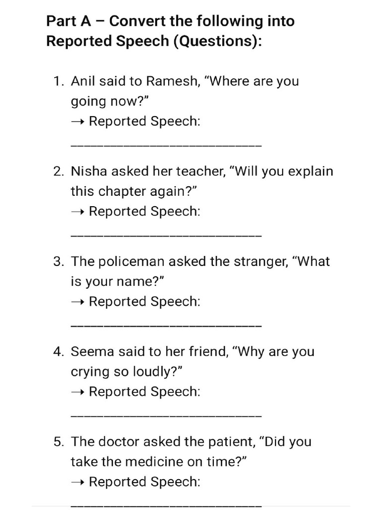 Exercise - Reported Speech | PDF