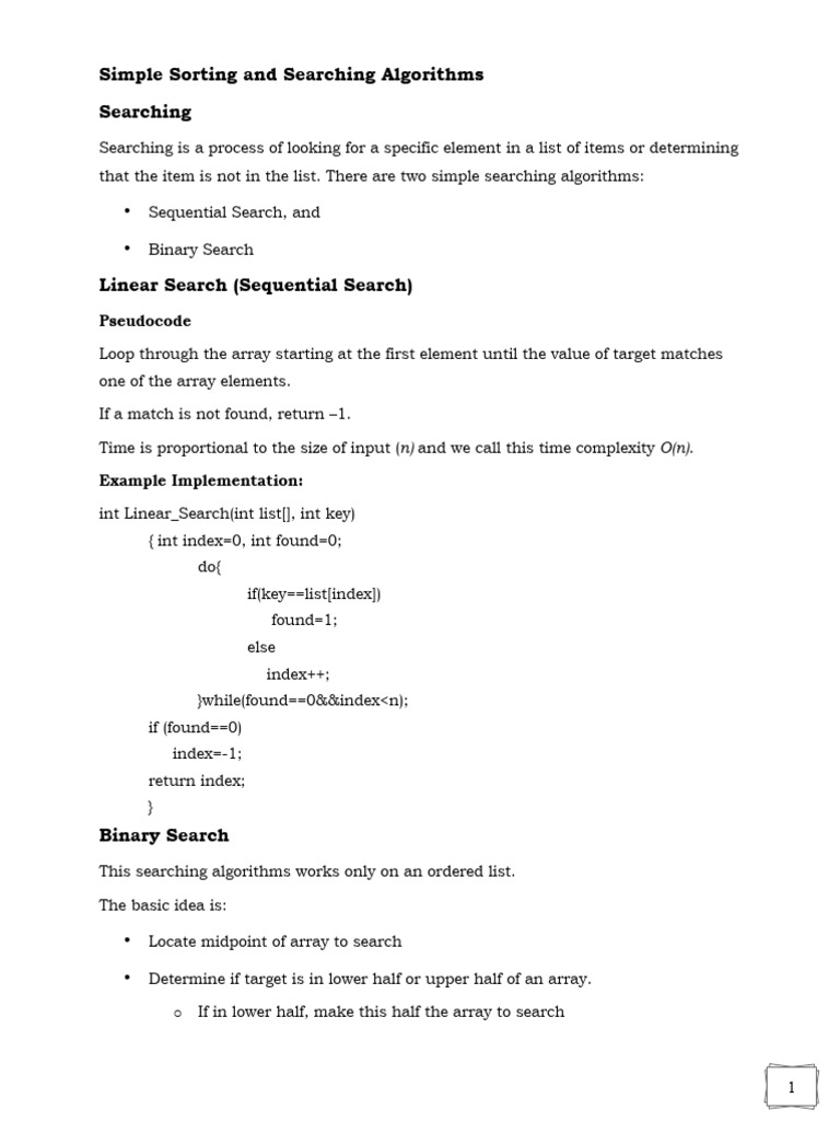 DS Chap 2 Simple Sorting and Searching Algorithms | PDF | Theoretical Computer Science | Applied ...